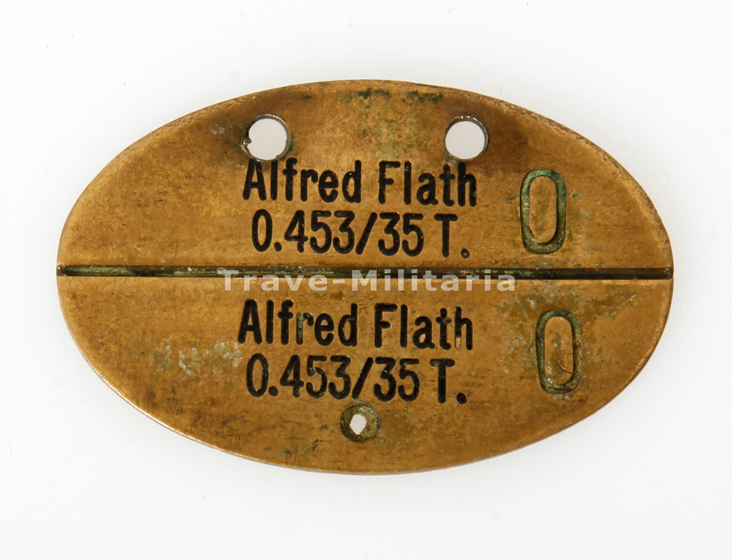 Erkennungsmarke Kriegsmarine Alfred Flath O.453/35T O | Archiv | Trave ...