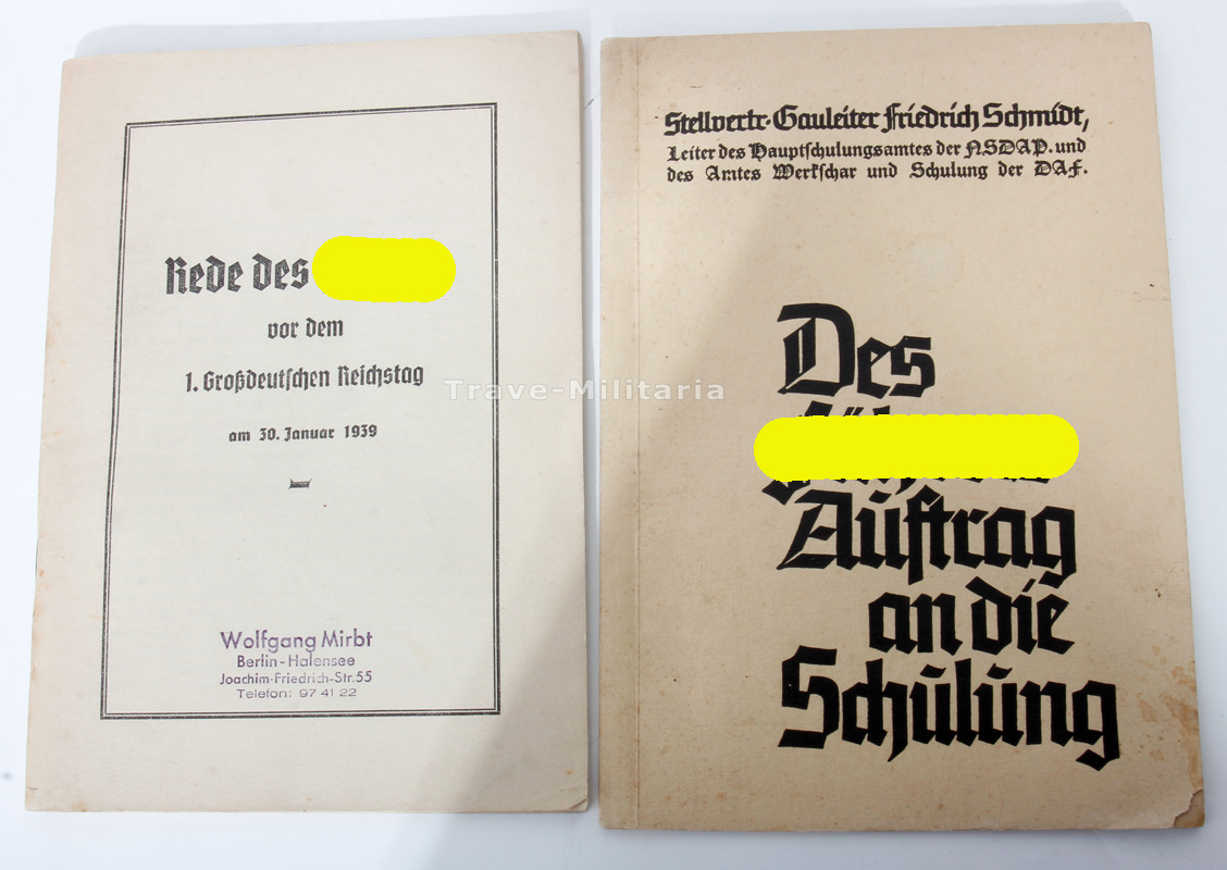 Zwei Hefte Reden des Führers und Schulung | Archiv | Trave Militaria ...
