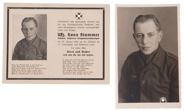 Portrait und Sterbebild Stummer gefallen 1944 | Archiv | Trave ...