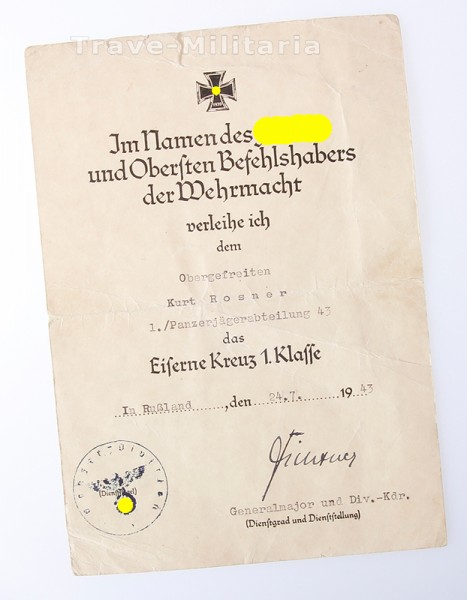 Cholm Nachlass des Kurt Rosner mit Urkunde Cholmschild - sehr selten ...