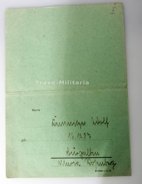 Einberufungsbefehl Volkssturm Gau Westmark Adolf Kummitur | Archiv ...